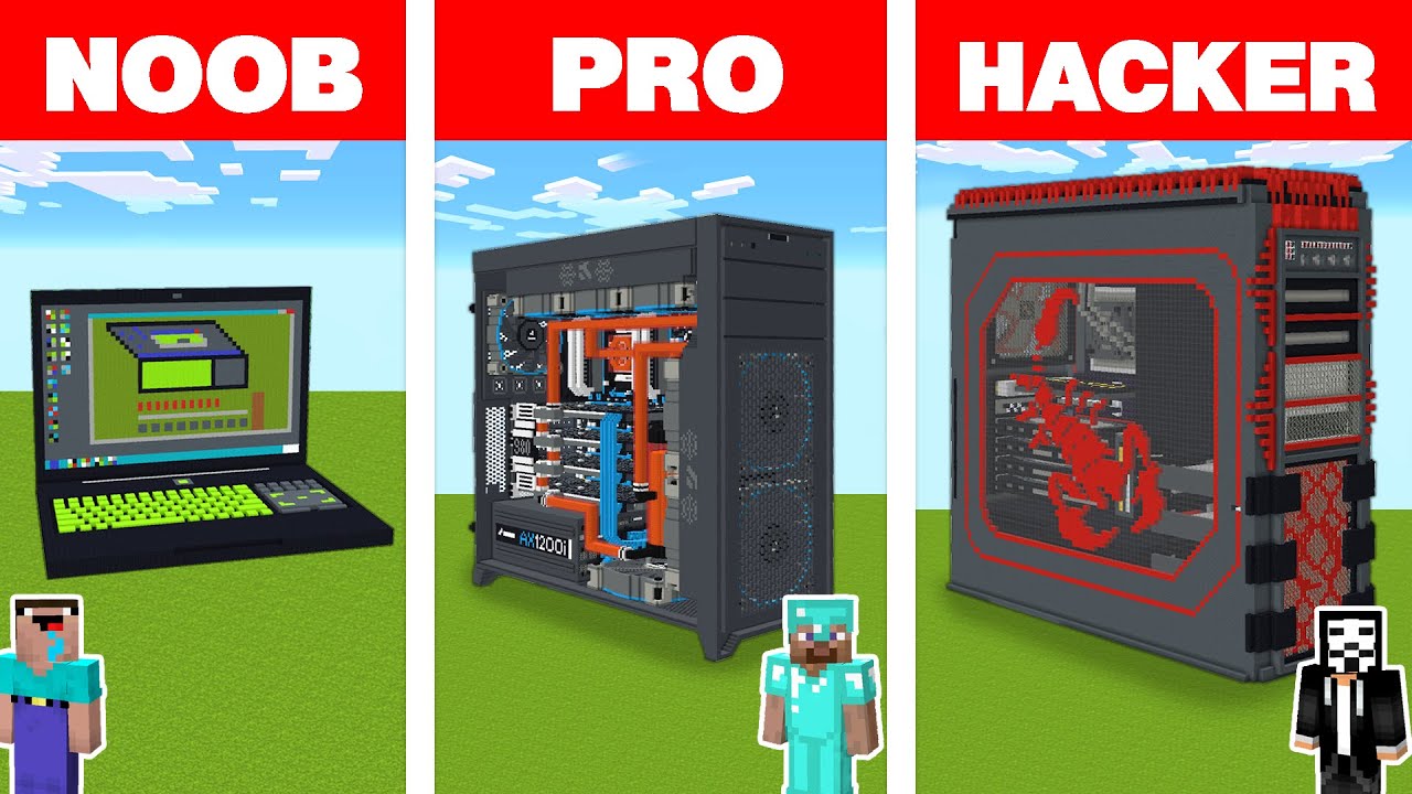Minecraft NOOB vs PRO vs HACKER: ULTIMATE GAMING PC HOUSE BUILD ...