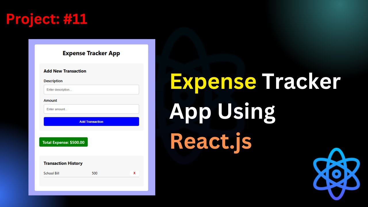 Project 11 Build Expense Tracker App Using React Js Youtube 1369