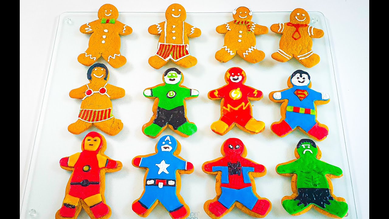 Classic and superhero gingerbread men - YouTube