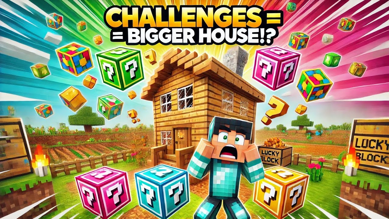 "Minecraft Lucky Block Survival - Complete Challenges to Upgrade Our ...