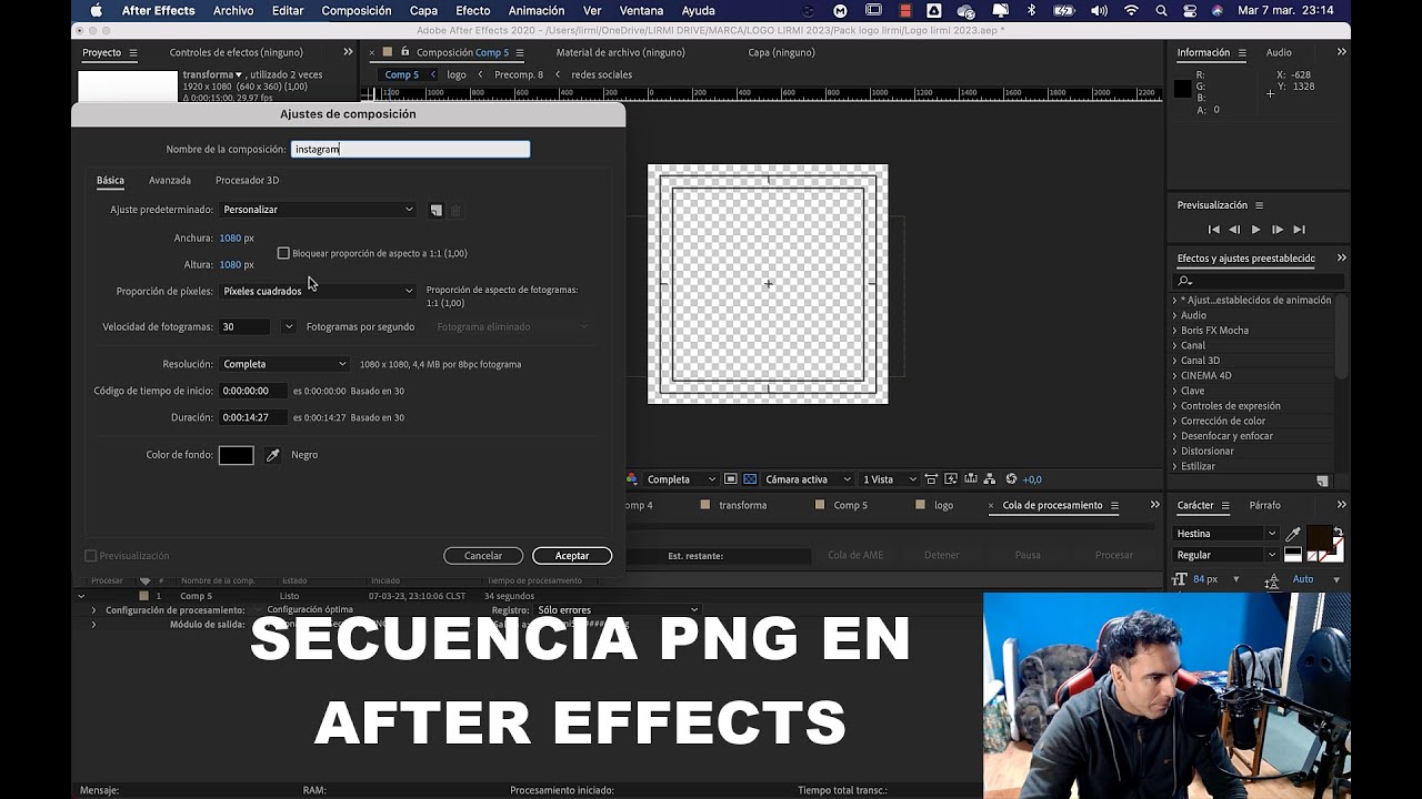 Cargar secuencia PNG en after effect - YouTube