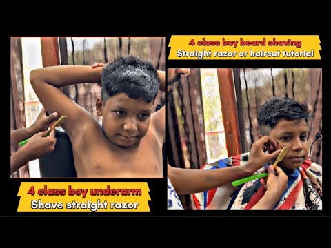 4 class boy underarm shave straight razor beard shaving haircut slope ...