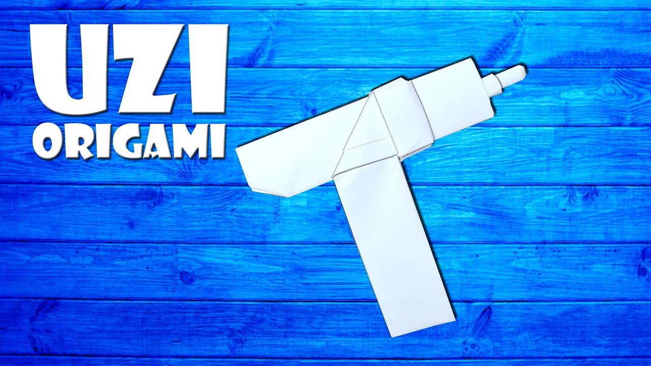 Uzi Origami Spielzeug Pistole basteln aus Papier - uzi submachine toy ...