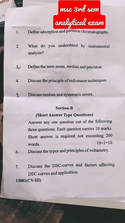 CCSU msc 3rd sem analytical chemistry exam - YouTube