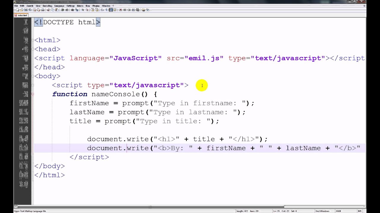 JavaScript Tutorial - 16 - Printing Input - YouTube