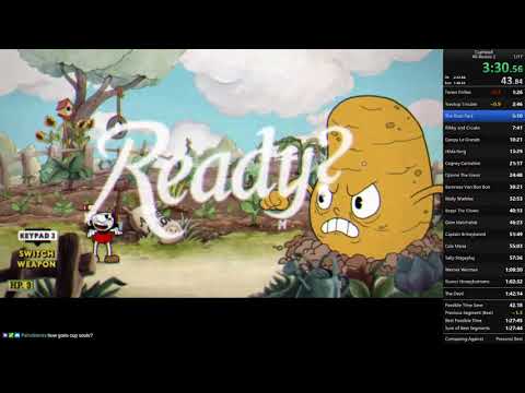 Cuphead All Bosses S speedrun 1:36:10 (without loads)