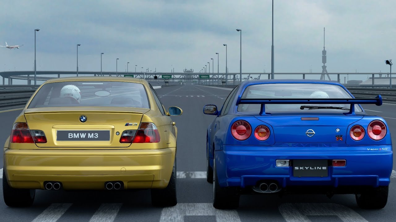 Gran Turismo Sport Drag Race - E46 BMW M3 vs R34 Nissan Skyline GT-R ...