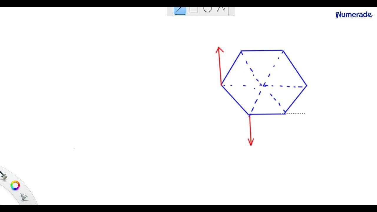 Text: A regular hexagon of uniform density is initially at rest and free to rotate about an axis ...