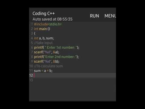To calculate sum of two number in c language - YouTube