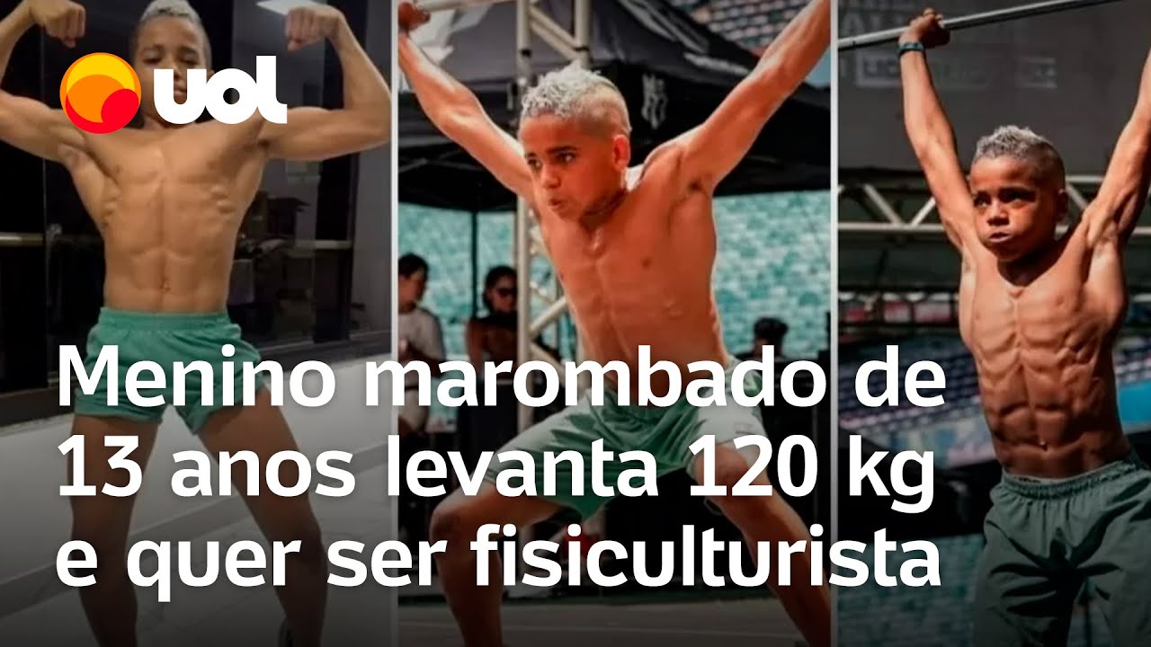 Menino marombado de 13 anos levanta 120 quilos e quer ser ...
