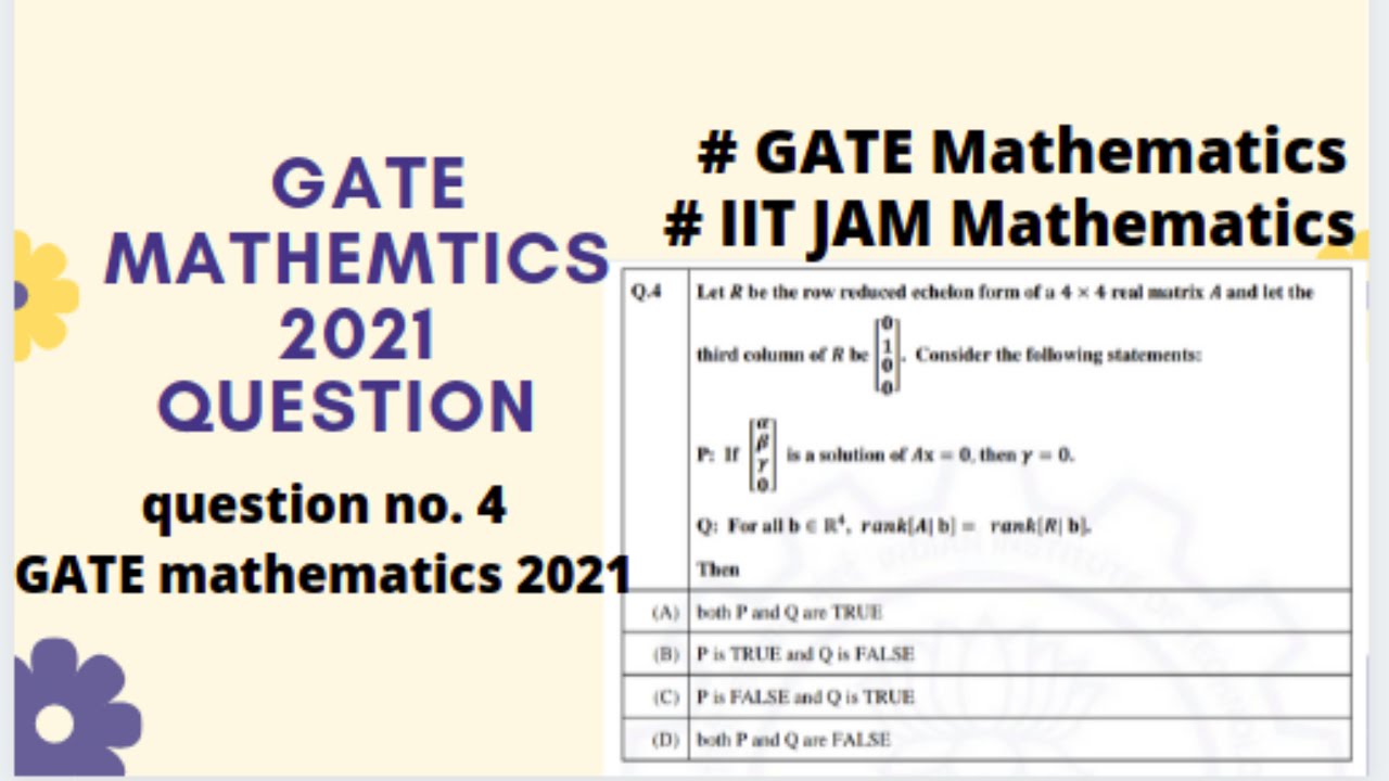 GATE mathematics 2021 question | GATE Mathematics PYQ's | Quetions no ...