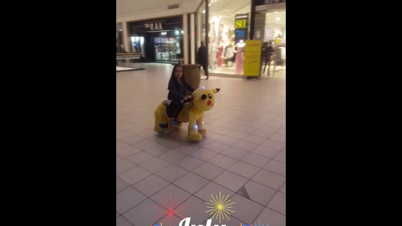 At the mall riding Pikachu 😀 - YouTube