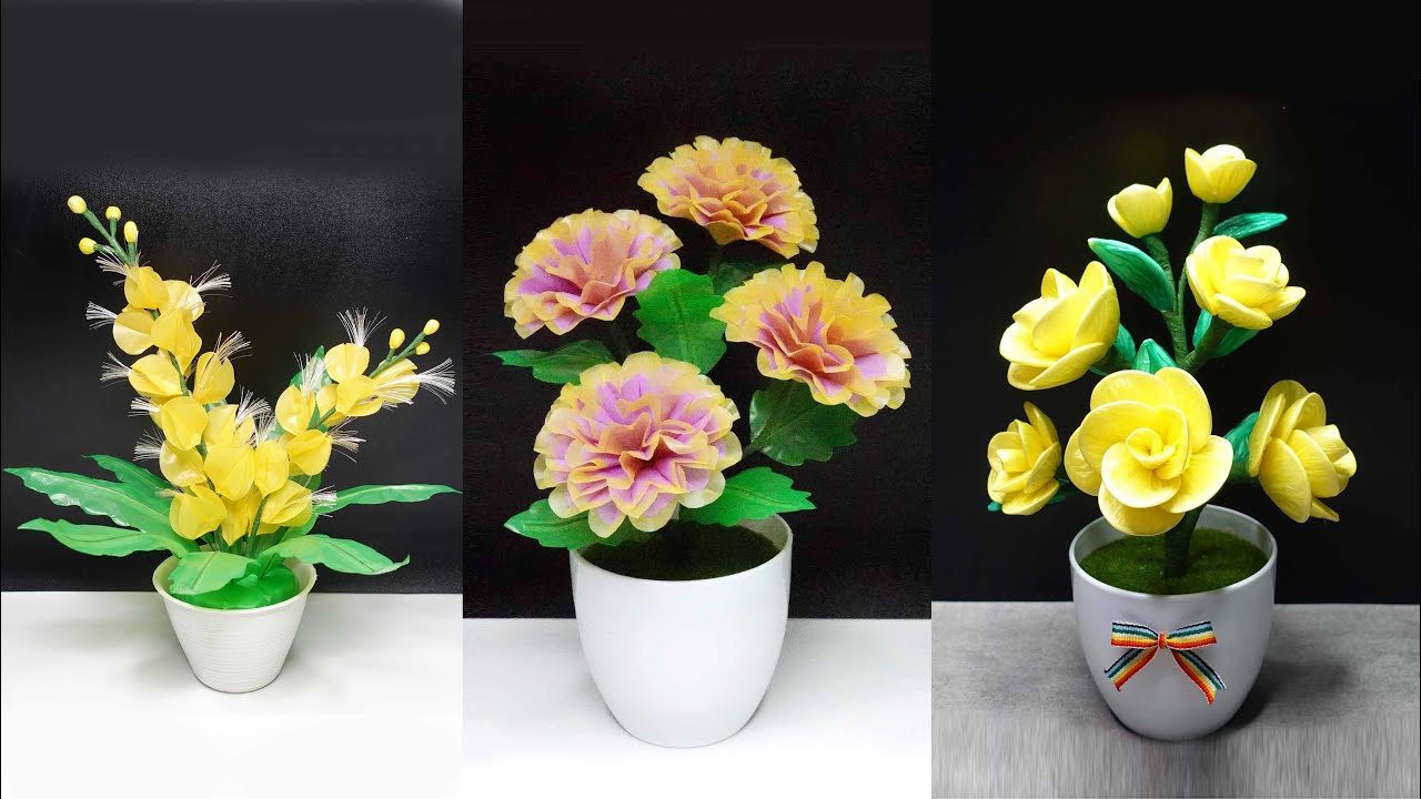 3 Ide Kreatif Cara Membuat Bunga Kresek TANPA SETRIKA ! - YouTube