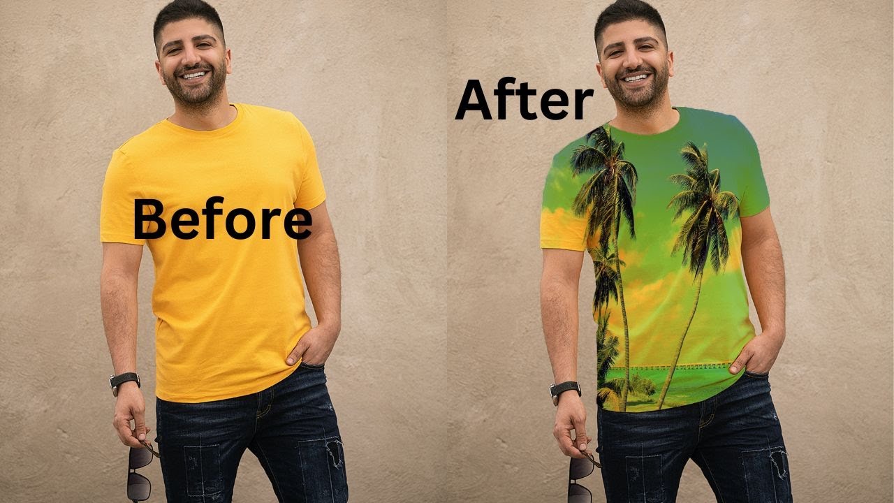 How to add t shirt design in Photoshop - YouTube