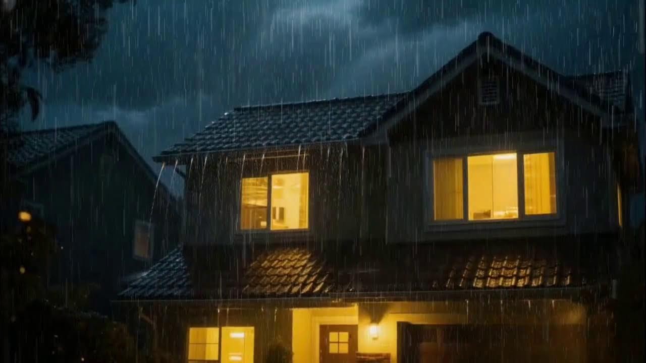 Rain Hitting the Roof of a Quiet House 🌧️ Peaceful Sounds for Deep ...