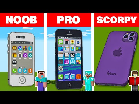 Minecraft NOOB vs PRO vs SCORPY: IPHONE HOUSE BUILD CHALLENGE in ...