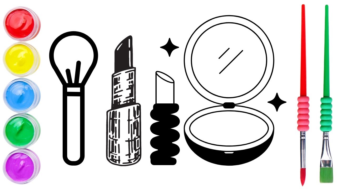 Girls Makeup Set Drawing || How to Draw Makeup Kit - YouTube