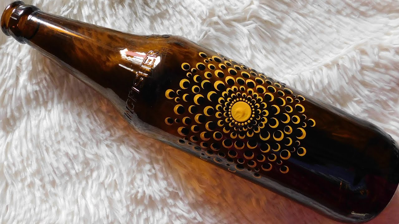 BOTTLE ART SIMPLE DESIGN | BOTTLE ART FOR BEGINNERS | MANDALA ART ON ...