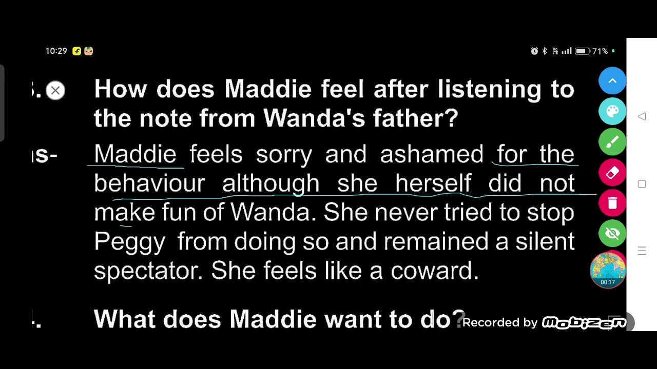 How does Maddie feel after listening to the note from Wanda's father ...