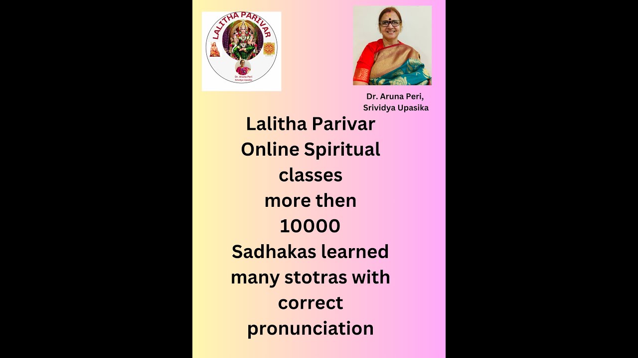 Online Spiritual Classes with correct pronunciation | Dr. Aruna Peri ...