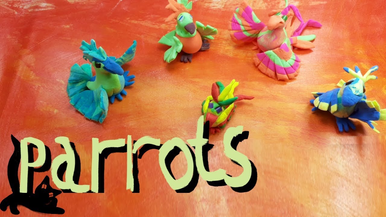 Ultra-light plasticine parrots modelling. - YouTube