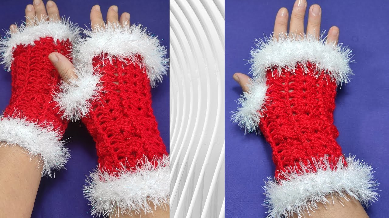 BEAUTIFUL CROCHET CHRISTMAS GLOVES CROCHET SANTA GLOVES CROCHET ...