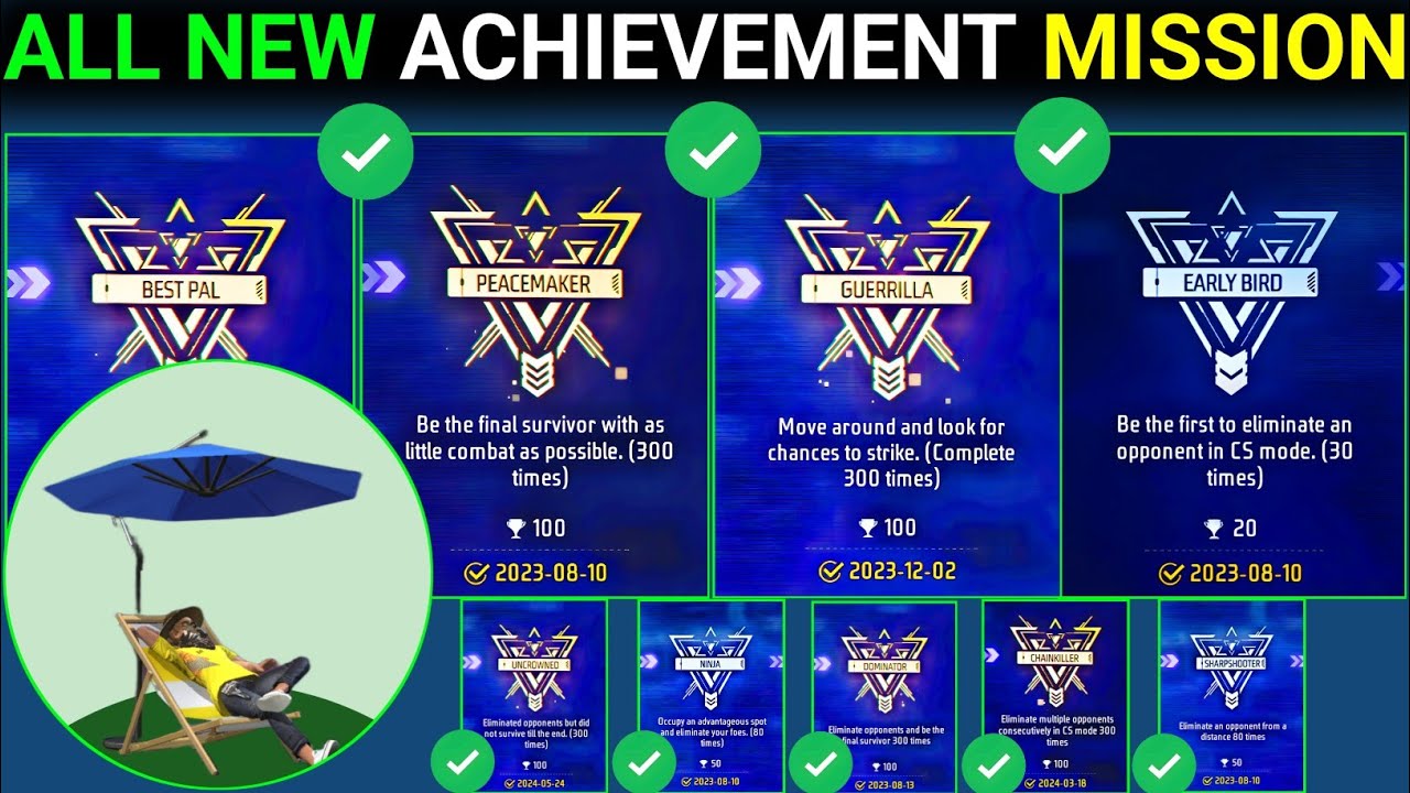 How To Complete All Achievement Mission | Free Emote Kaise Milega Ninja ...