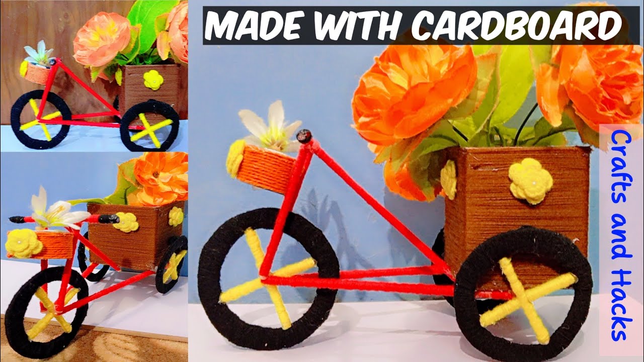 DIY cardboard bicycle/decorations/bicycle making/school projects ideas ...