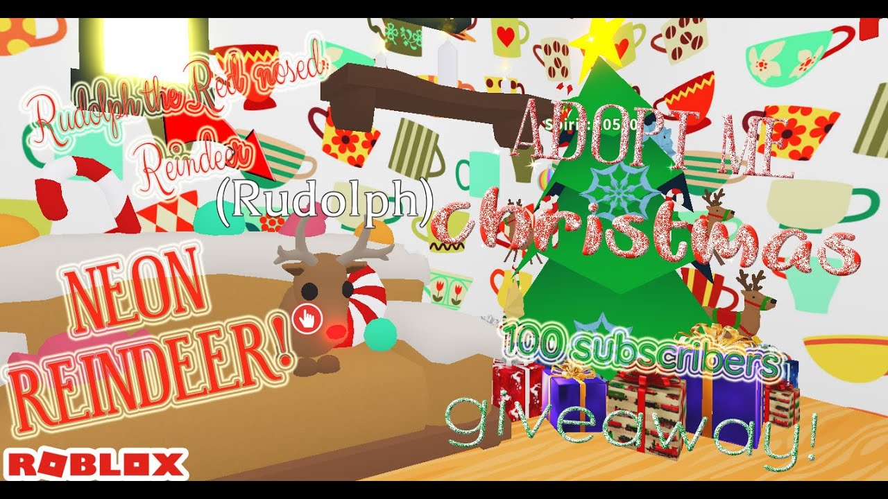 🎄ADOPT ME CHRISTMAS PET 100 SUB GIVEAWAY! I MADE A NEON REINDEER ...