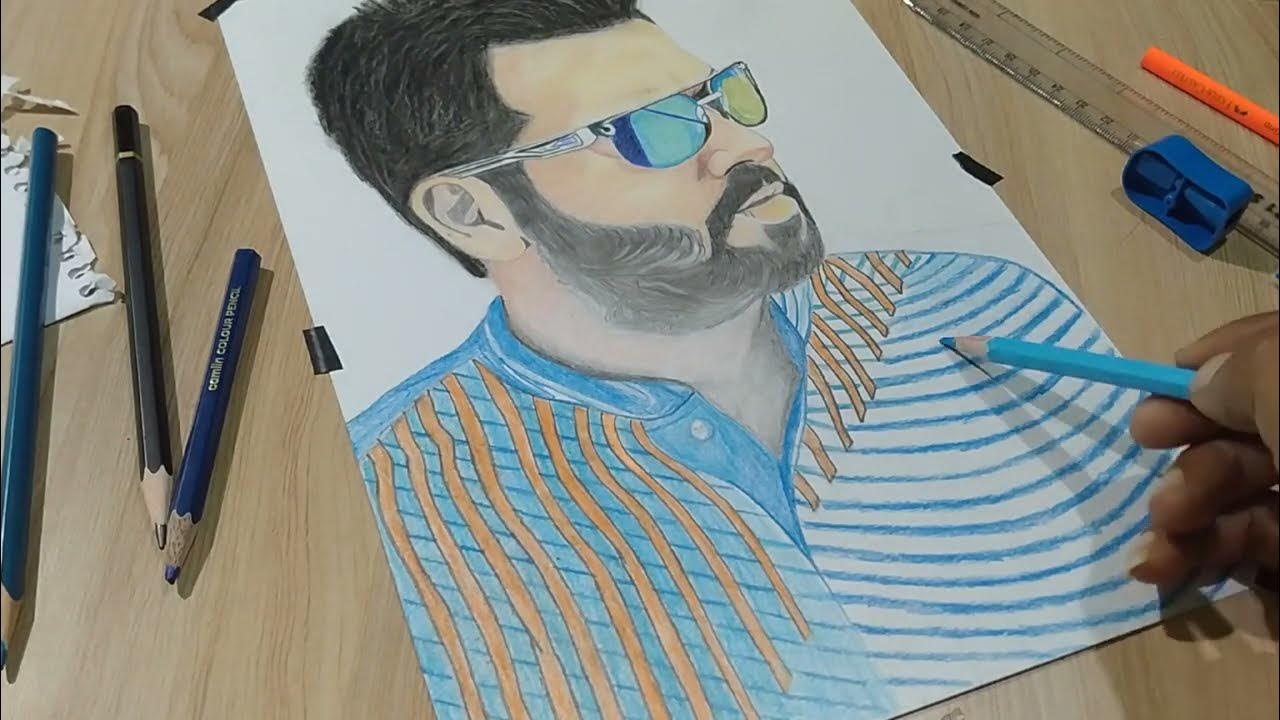 Hitman Rohit Sharma drawing (part 2) easy colour pencil drawing step by ...