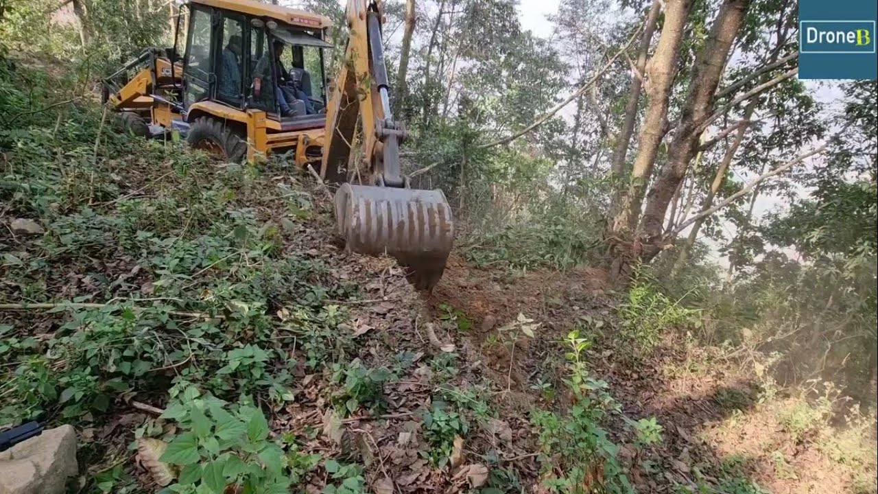 Greasing Backhoe Loader-Working for Hilly Narrow Farm Road - YouTube