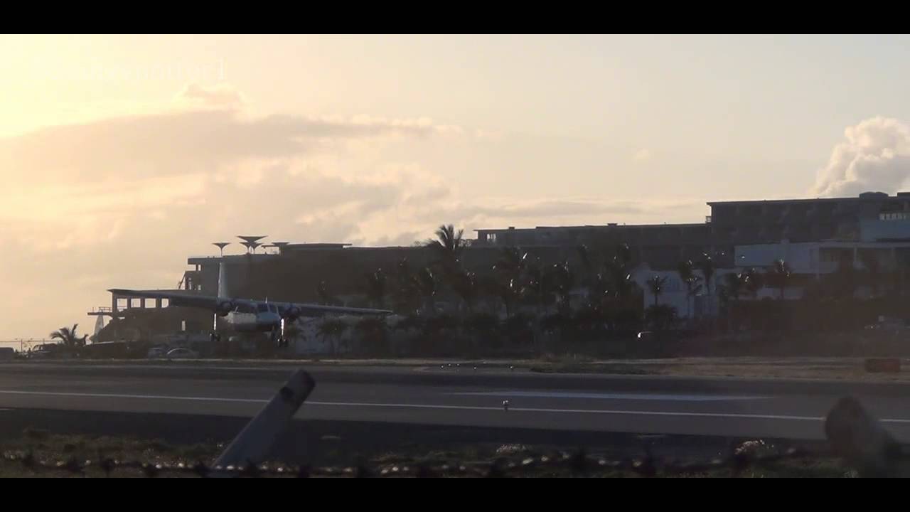 Anguilla Air Services Sunset Landing at SXM | Sint Maarten - YouTube