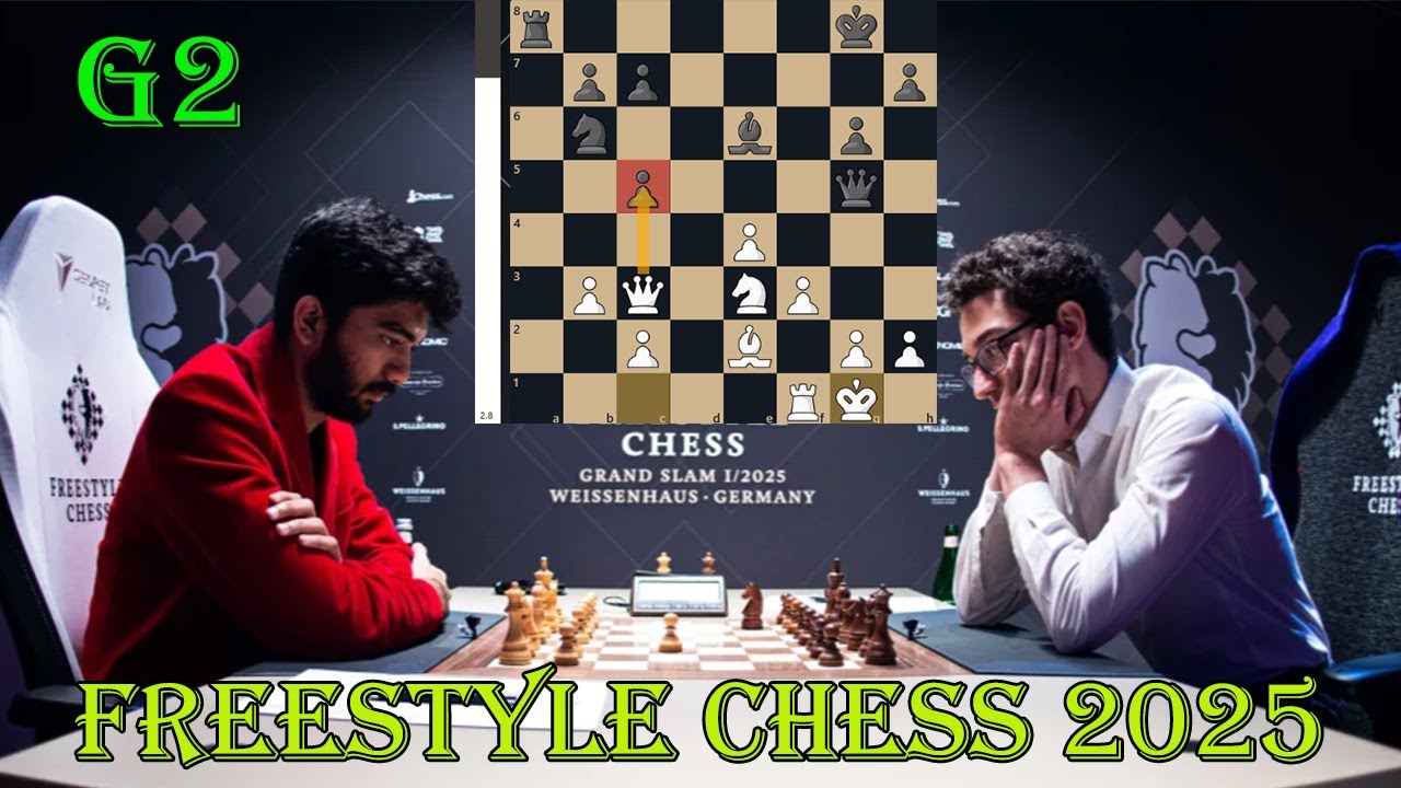 QUICK WIN!! Fabiano Caruana vs Gukesh || Freestyle Chess 2025 - QF - G2 ...