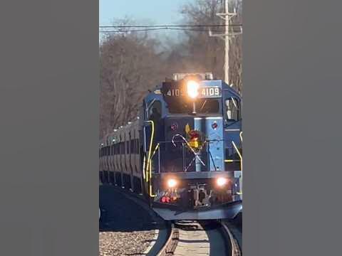 NJT 4109 CNJ and NJT 4101 NJDOT lead the NJT Christmas train through Denville station NJ 12/10 ...
