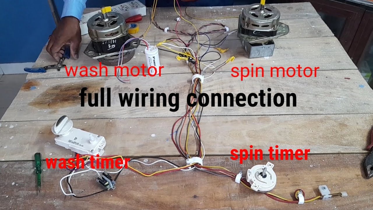 wash motor wash timer connection wiring kaise kare//semi automatic ...