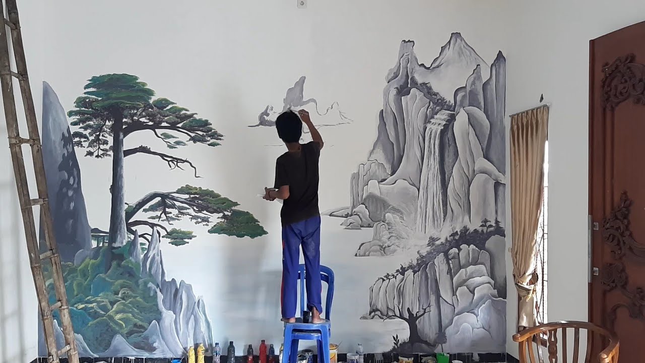 Cara buat Murals Art .Lukis Dinding keren - YouTube