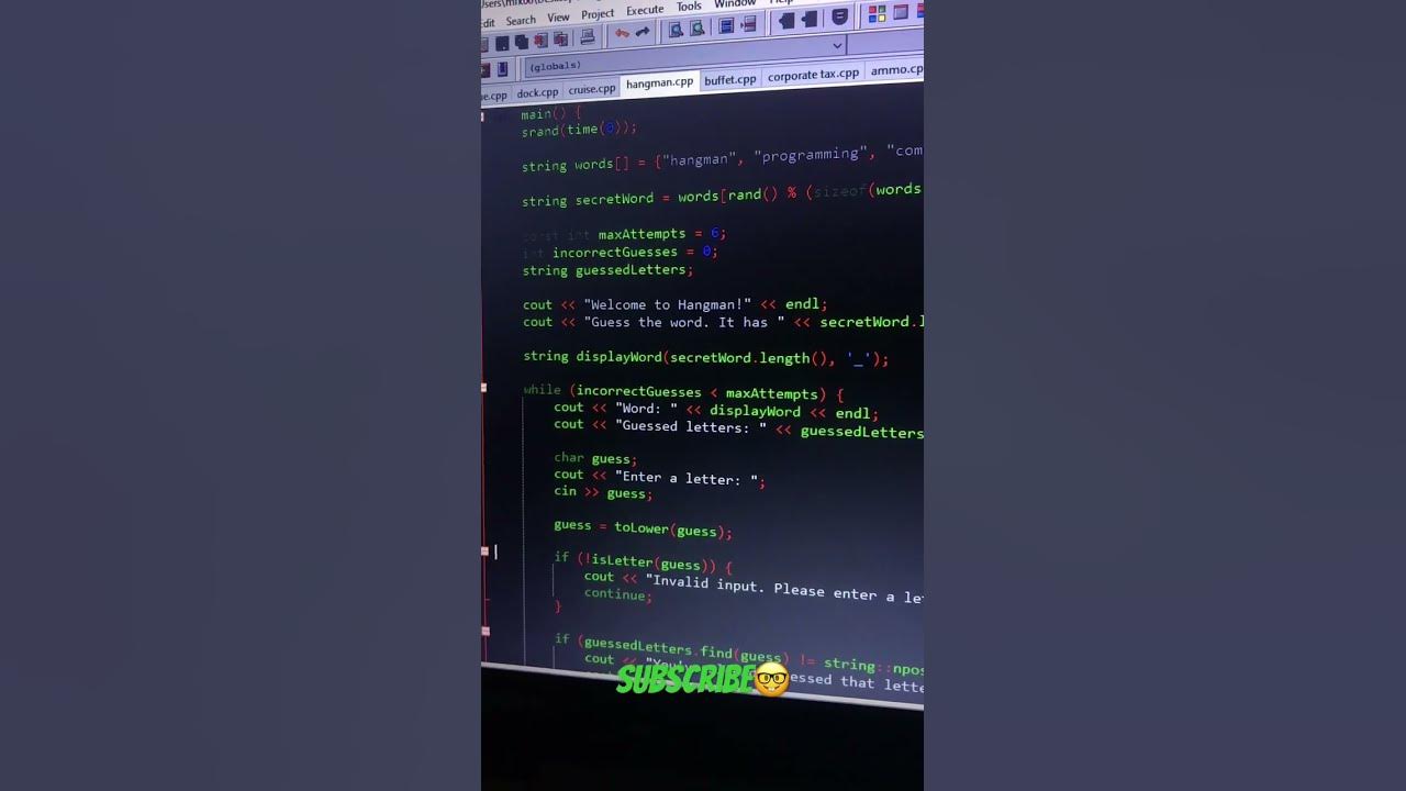 Word Guess In C Ide Dev C Cppprogramming Codingtime Codinglife