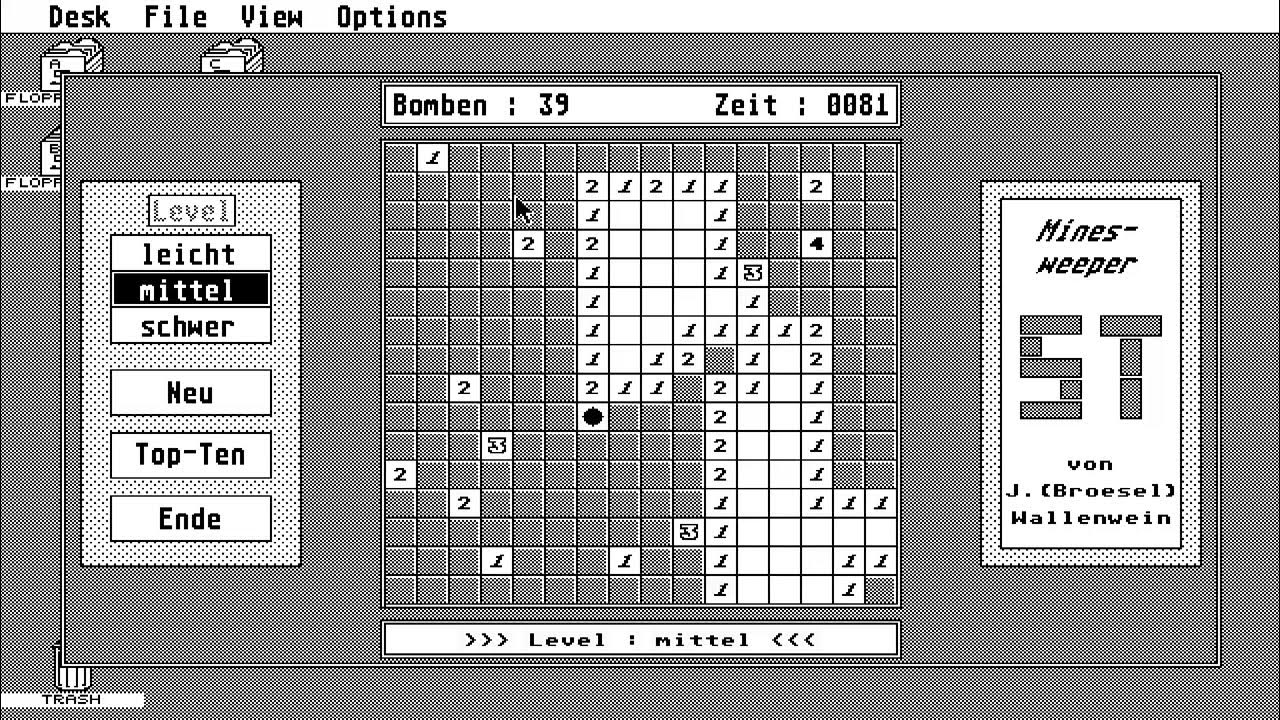 ATARI ST MineSweeper v1 0 & v1 1 ACC Mine Sweeper In 17 11 1991 By J Wallenwein Jörn Joern Jorn ...