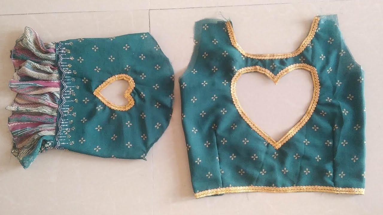 Heart shape blouse back neck cutting & stitching Hand heart shape ...