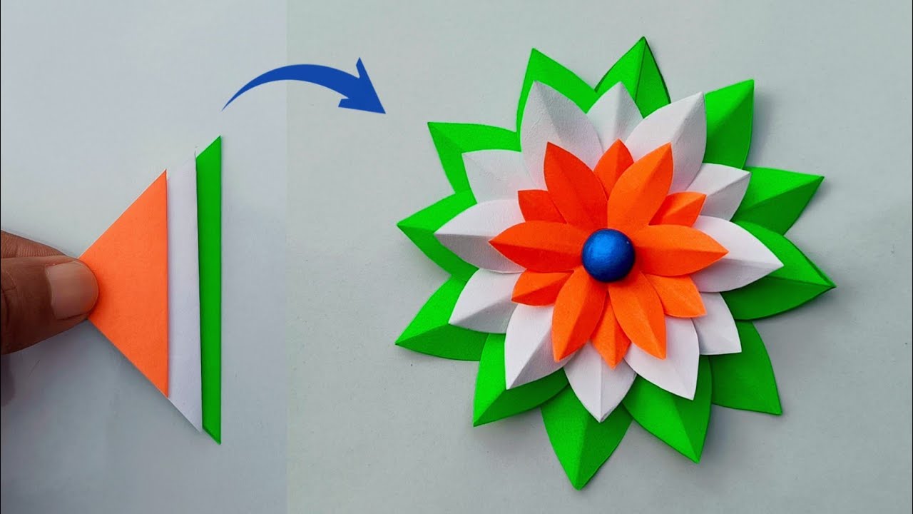 Independence Day Paper Flowers | Easy Flower Making With Paper ...