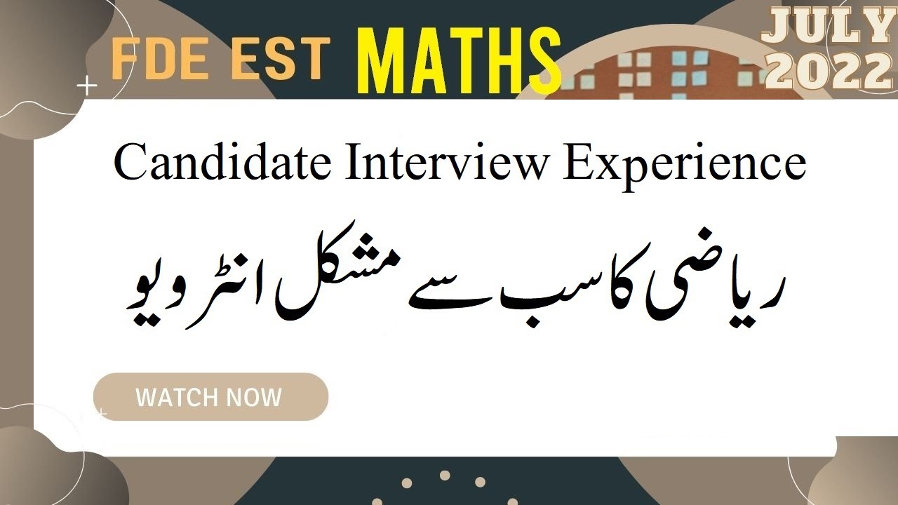 Most Difficult Interview FDE EST MATH | FDE EST Math Interview ...
