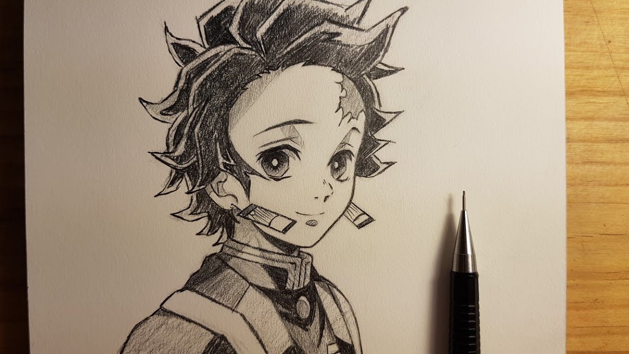 Pencil drawing/Tanjiro 귀멸의칼날 탄지로 그리기 - YouTube