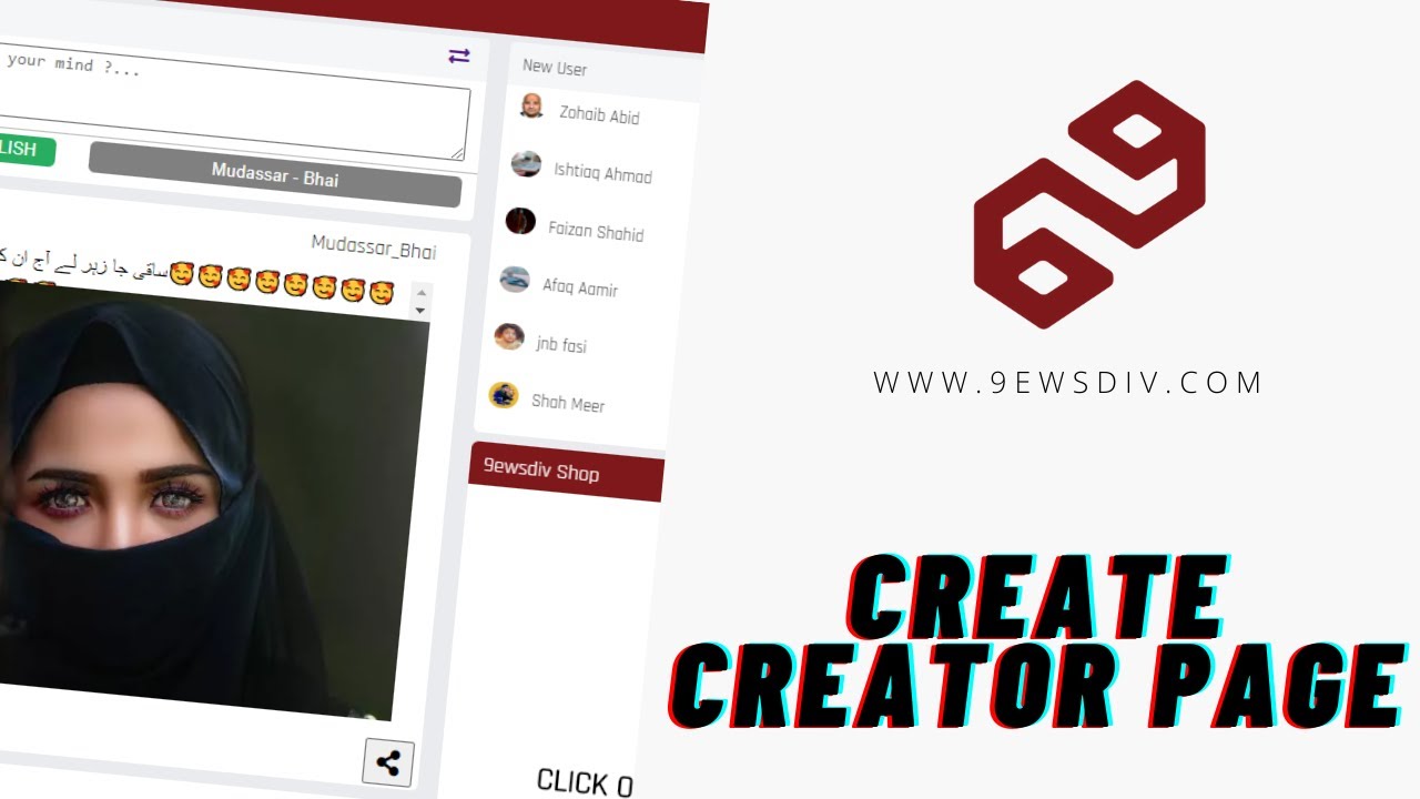 How create a creator page in 9ewsdiv.com - YouTube