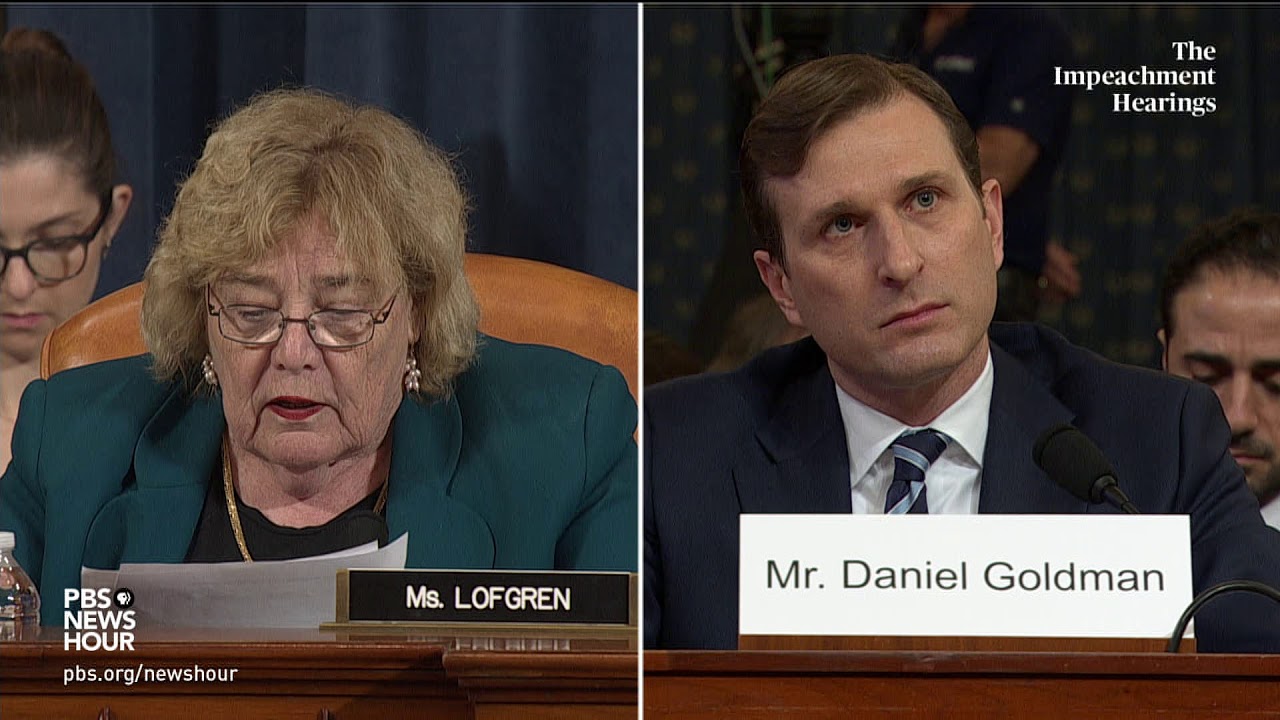 WATCH: Rep. Zoe Lofgren’s full questioning of Daniel Goldman | Trump's ...