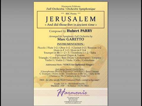 JERUSALEM by Hubert PARRY   VideoScore Full Symphony Orchestra Arrangement by Marc GARETTO