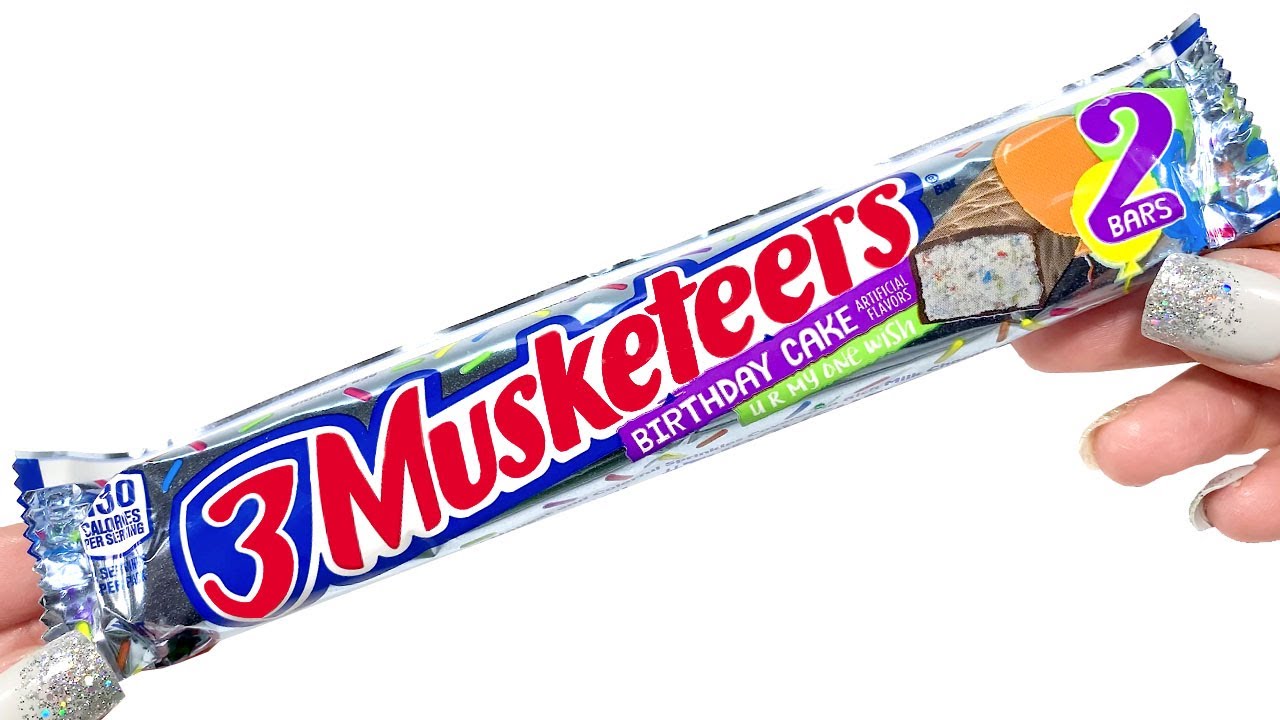 3 Musketeers Birthday Cake Candy Bar - Unwrapping - YouTube