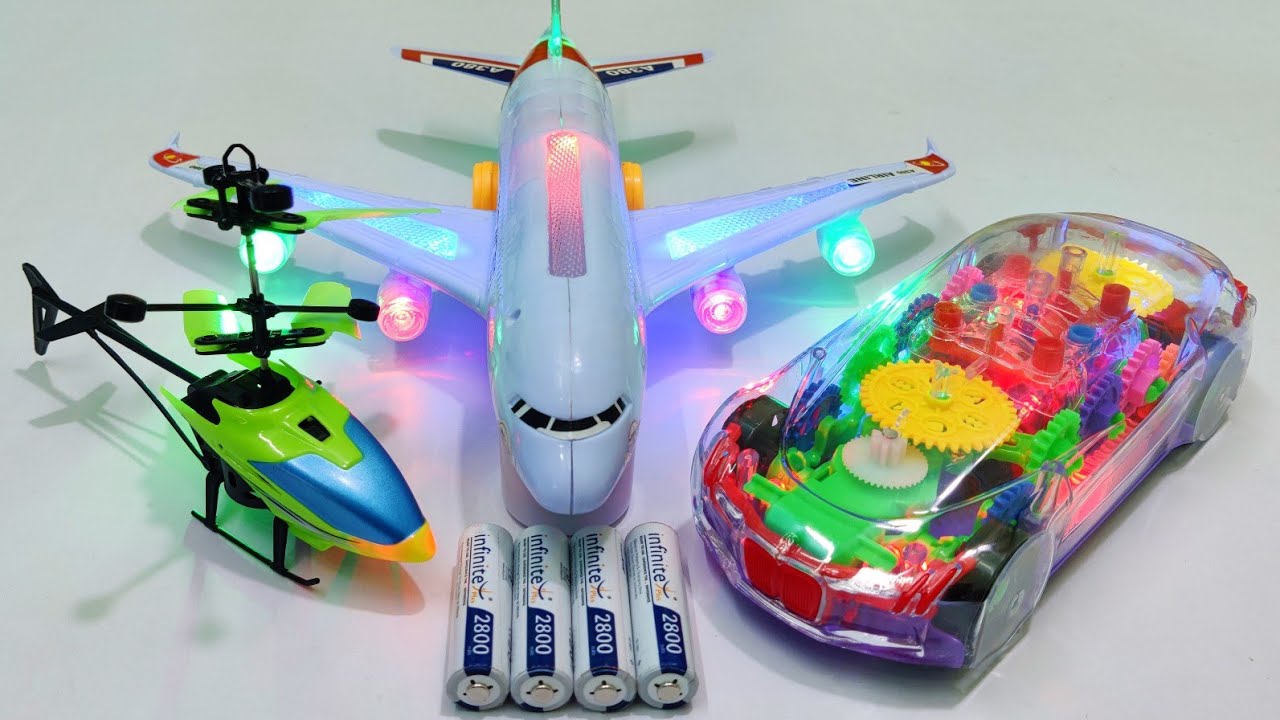 3D Lights Airplane A38O & 3D Lights Rc Car & Radio Control Helicopter ...