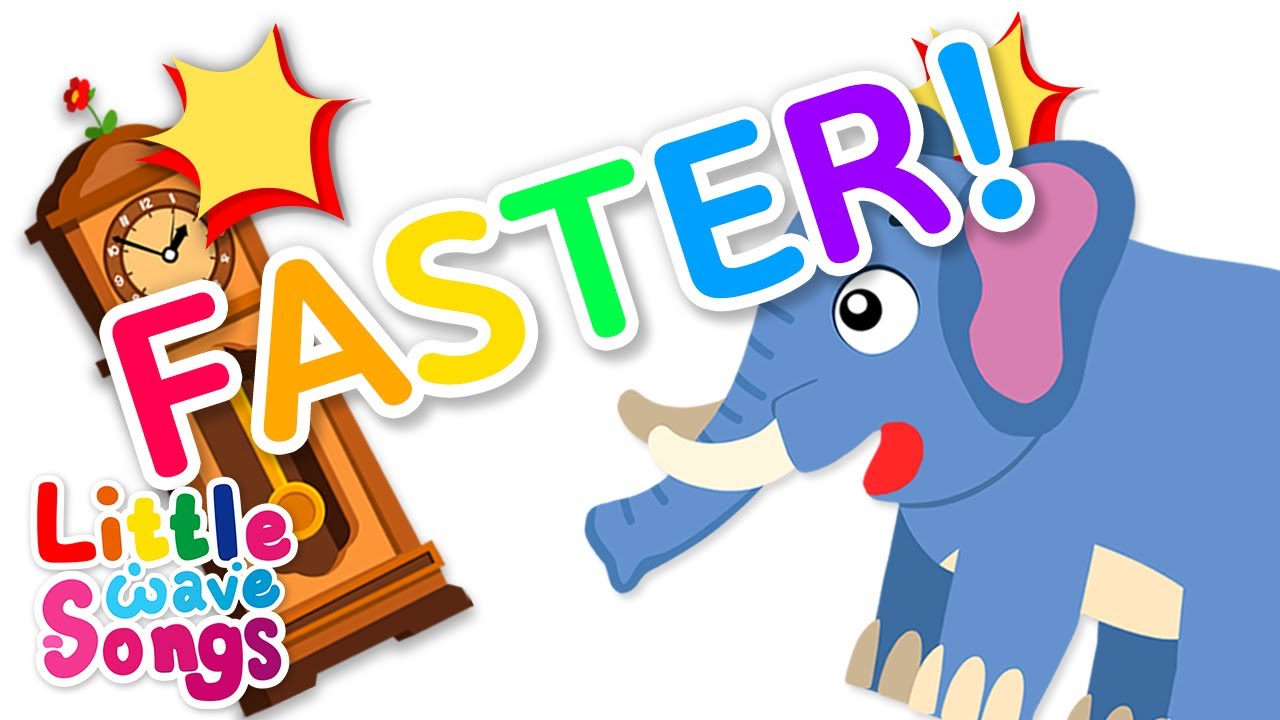 🐘💦 FASTER! Hickory Dickory Dock + More Nursery Rhymes | Little Wave ...