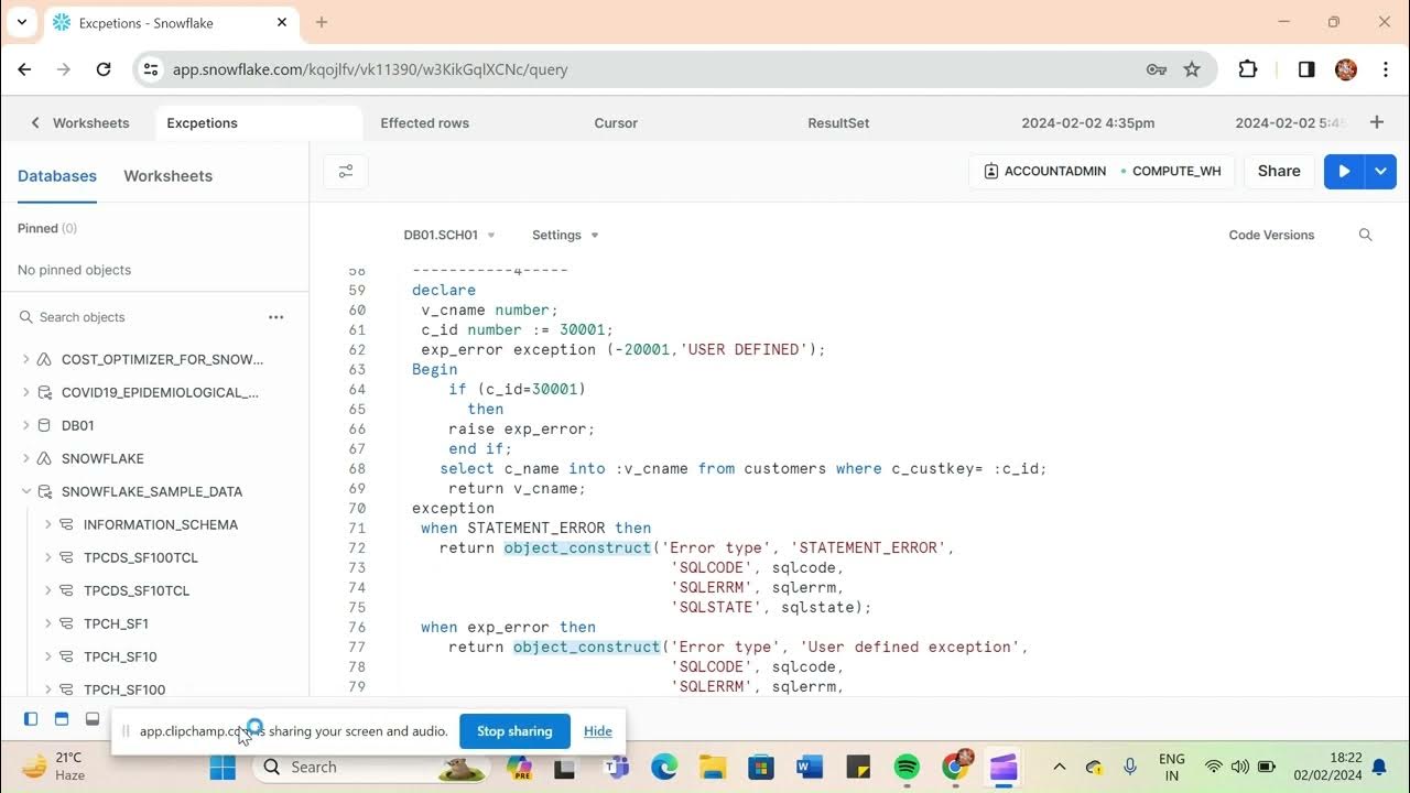 Snowflake Exception Handling #sql #Oracle #Snowflake #datawarehouse ...