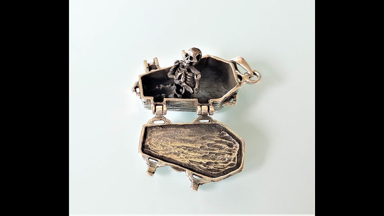 Skeleton in Coffin Pendant Locket Movable Skeleton Cute Halloween Gift ...